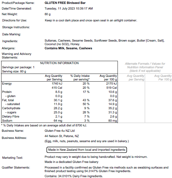 Birdseed Slice 6 Pack - Gluten Free 4 U