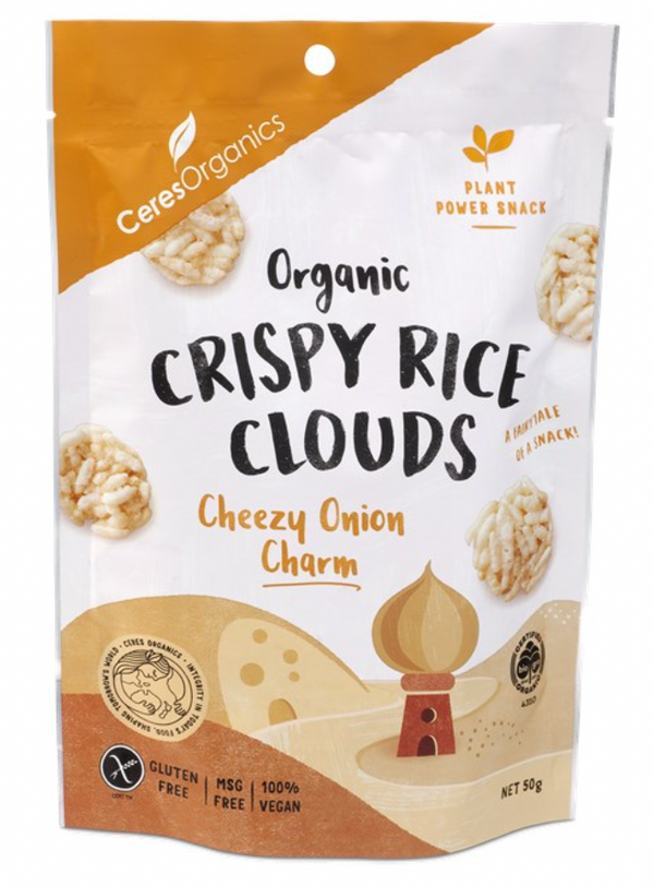 Ceres Organic Crispy Rice Clouds Cheesy Onion 50gr - Gluten Free 4 U